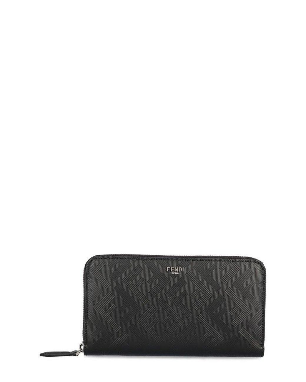Fendi Shadow Zip Around Wallet in Black for Men | Lyst