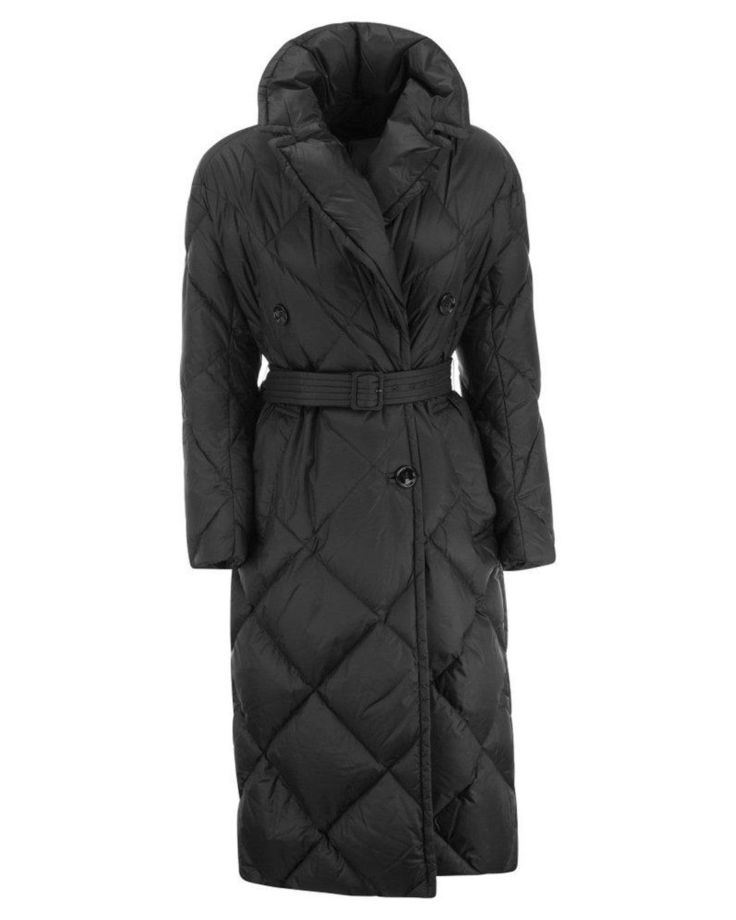 Max Mara Belted Quilted Coat in Black | Lyst Max Mara Belted Quilted Coat in Black | Lyst