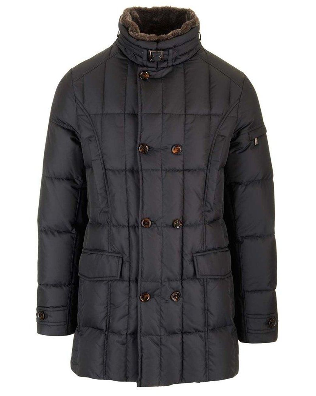 Moorer Morris Double-Breasted Padded Coat in Black for Men | Lyst