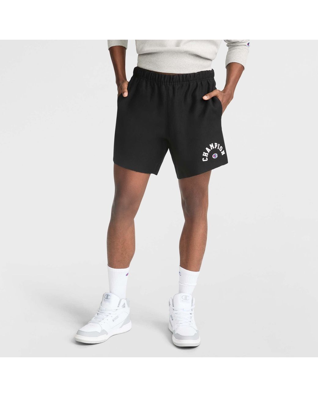 Champion 7" Reverse Weave Relay Cut Off Shorts, Arch Logo in Black for ...