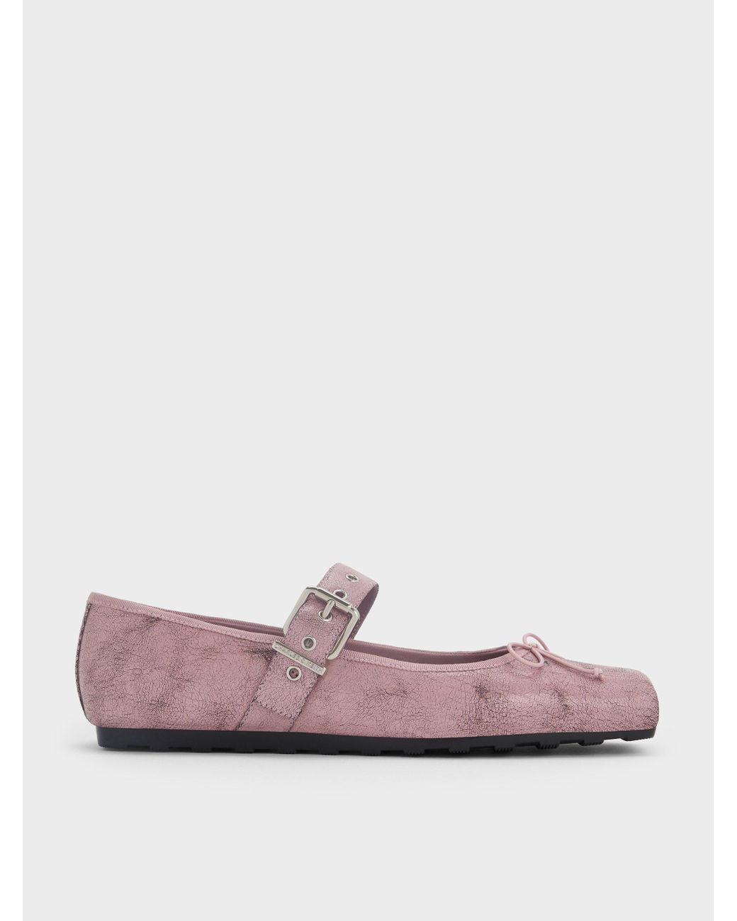 Charles & Keith Myler Crinkle-Effect Bow Mary Janes in Pink | Lyst