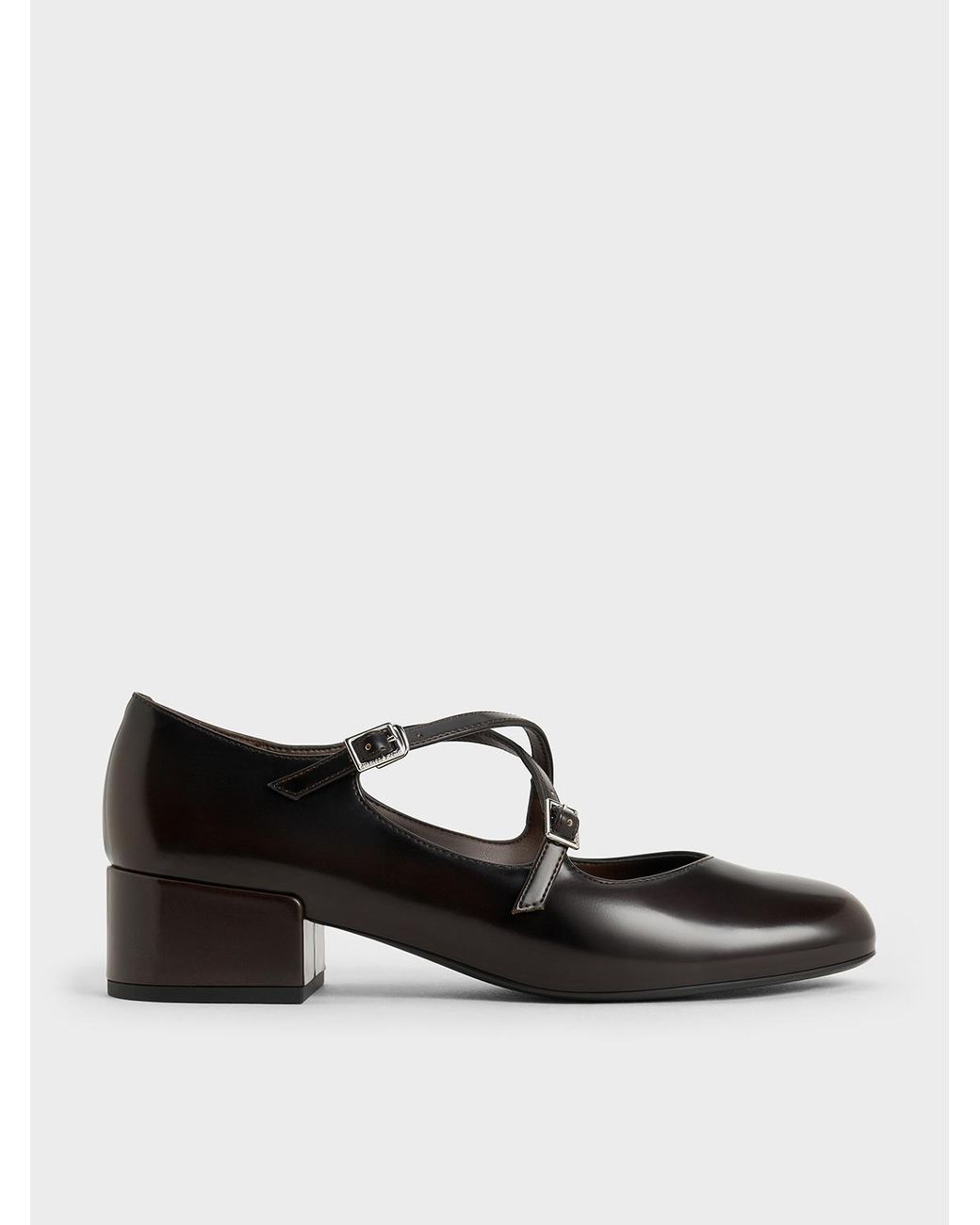 Charles & Keith Crossover-strap Block-heel Mary Janes in White | Lyst