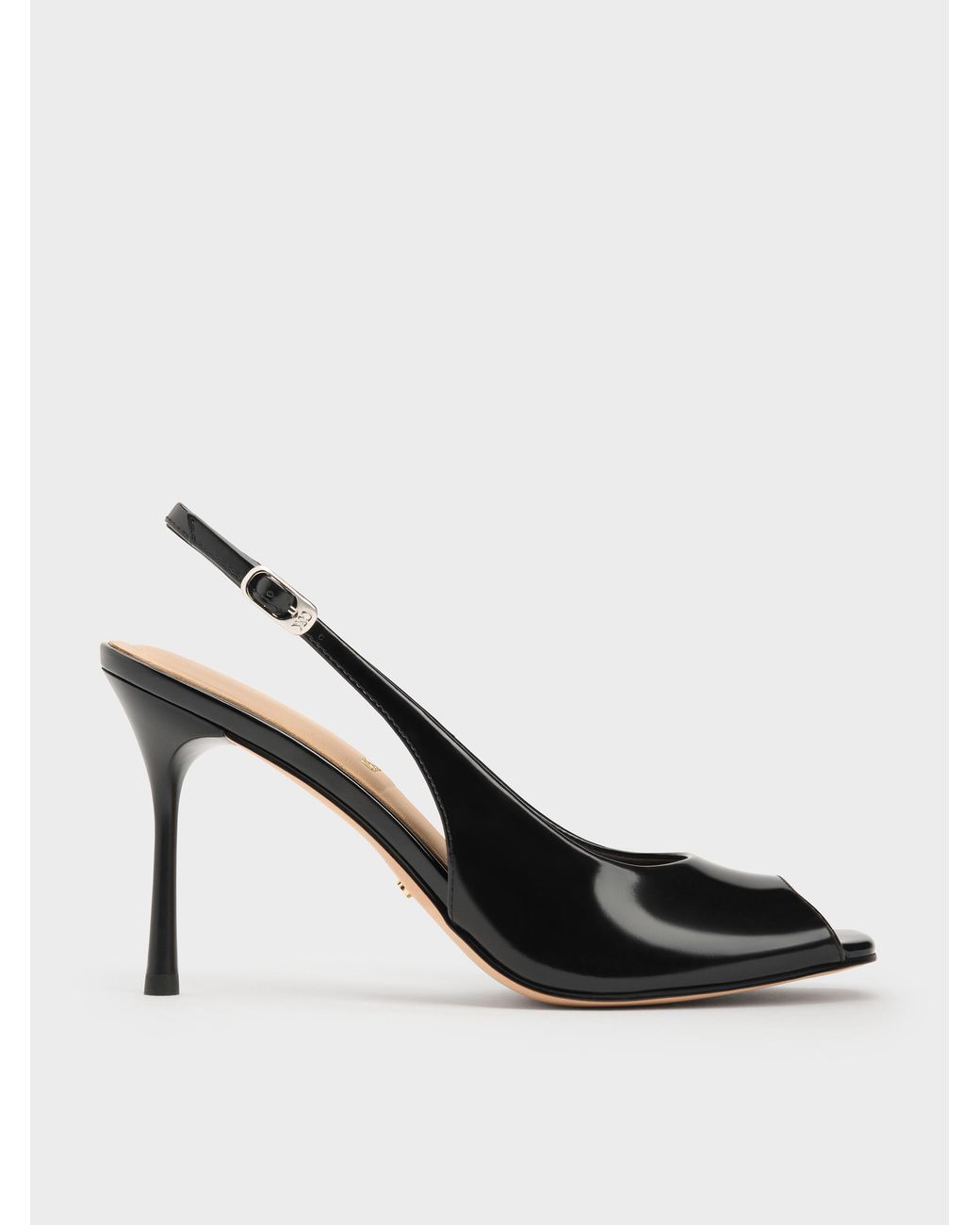 Charles & Keith Kyra Leather Peep-Toe Slingback Heels | Lyst UK