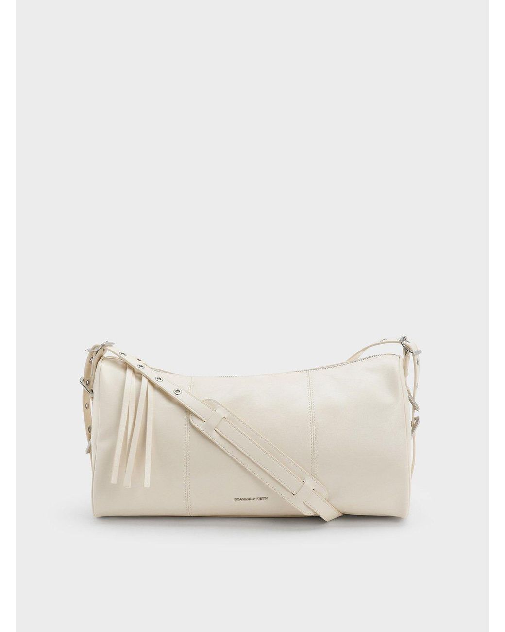 Charles & Keith Bryna Panelled Grommet-Strap Crossbody Bag in White | Lyst