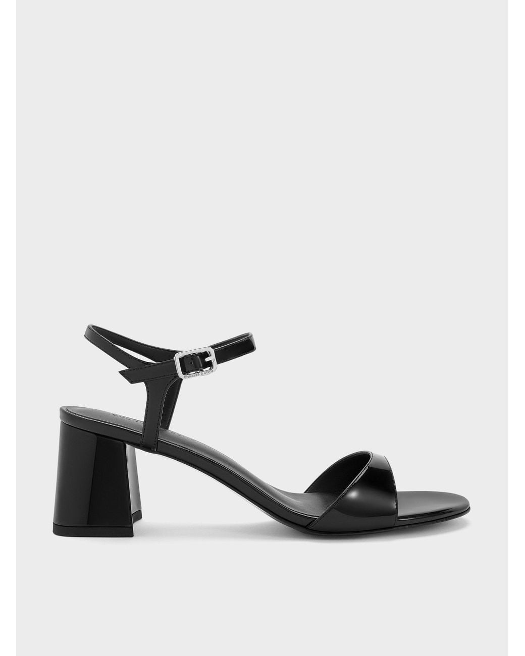 Charles & Keith Patent Ankle-Strap Block-Heel Sandals | Lyst