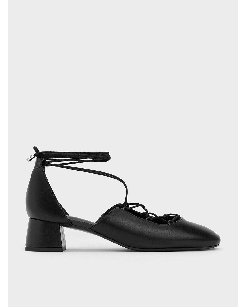 Charles & Keith Lace-up Tie-around D'orsay Pumps in Black | Lyst
