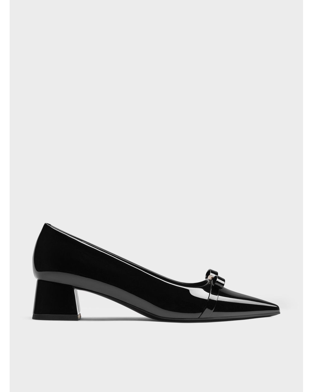 Charles & Keith Dorian Patent Bow Pointed Pumps in Black | Lyst
