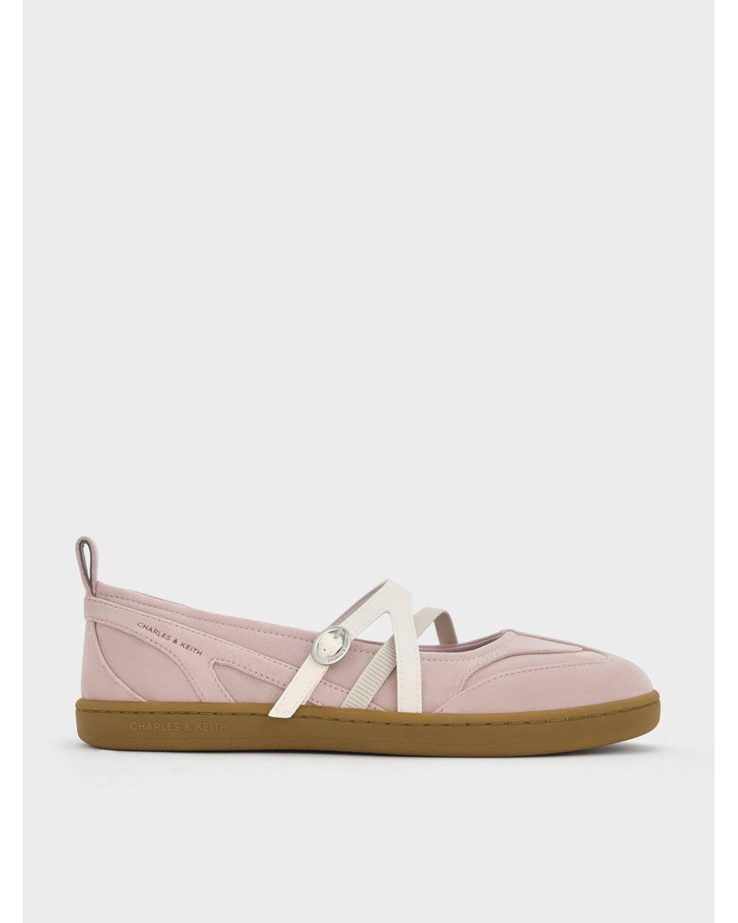 Charles & Keith Tiggy Faux Suede Two-Tone Ballet Sneakers in White | Lyst