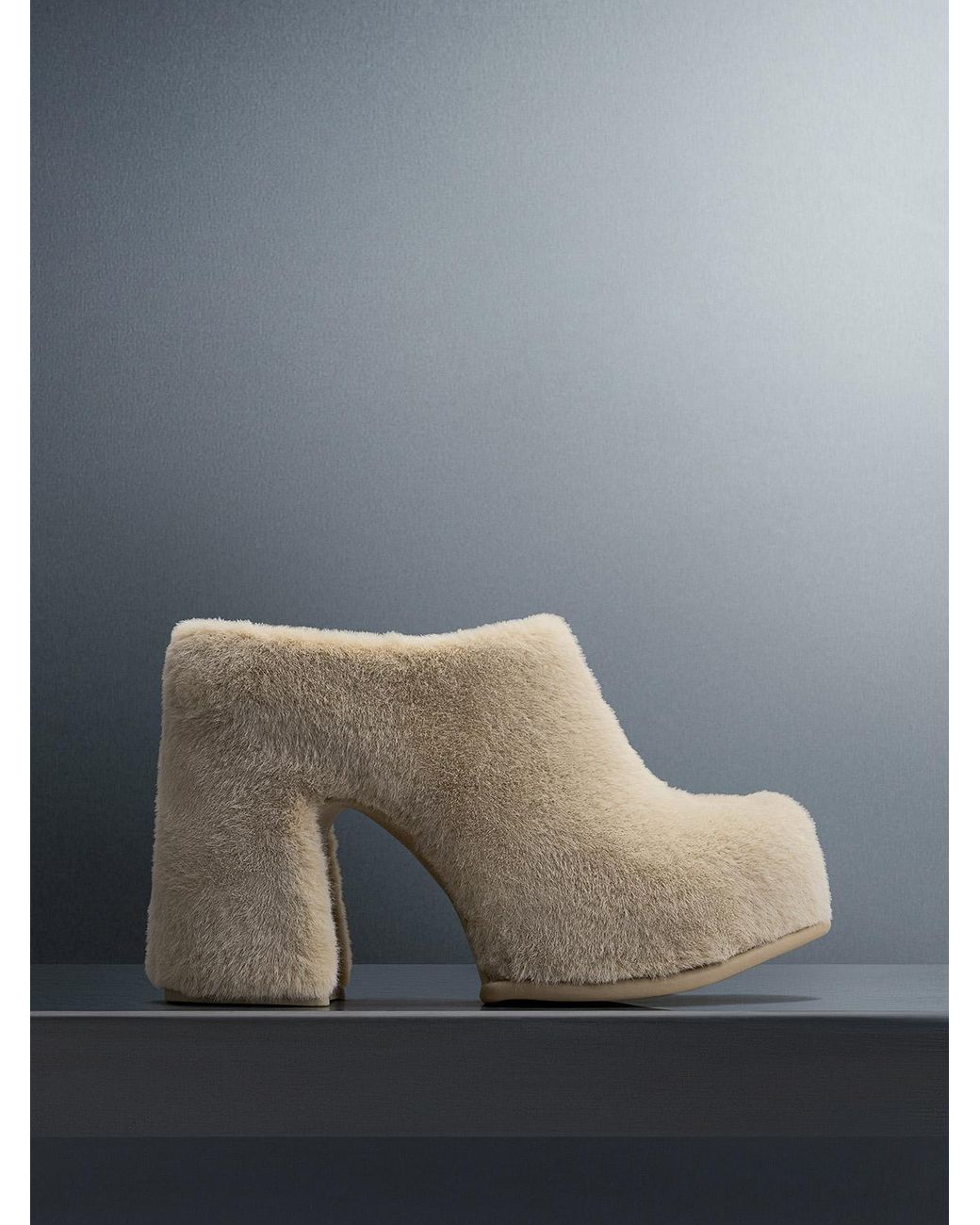 Charles & Keith Pixie Furry Platform Mules in Gray | Lyst