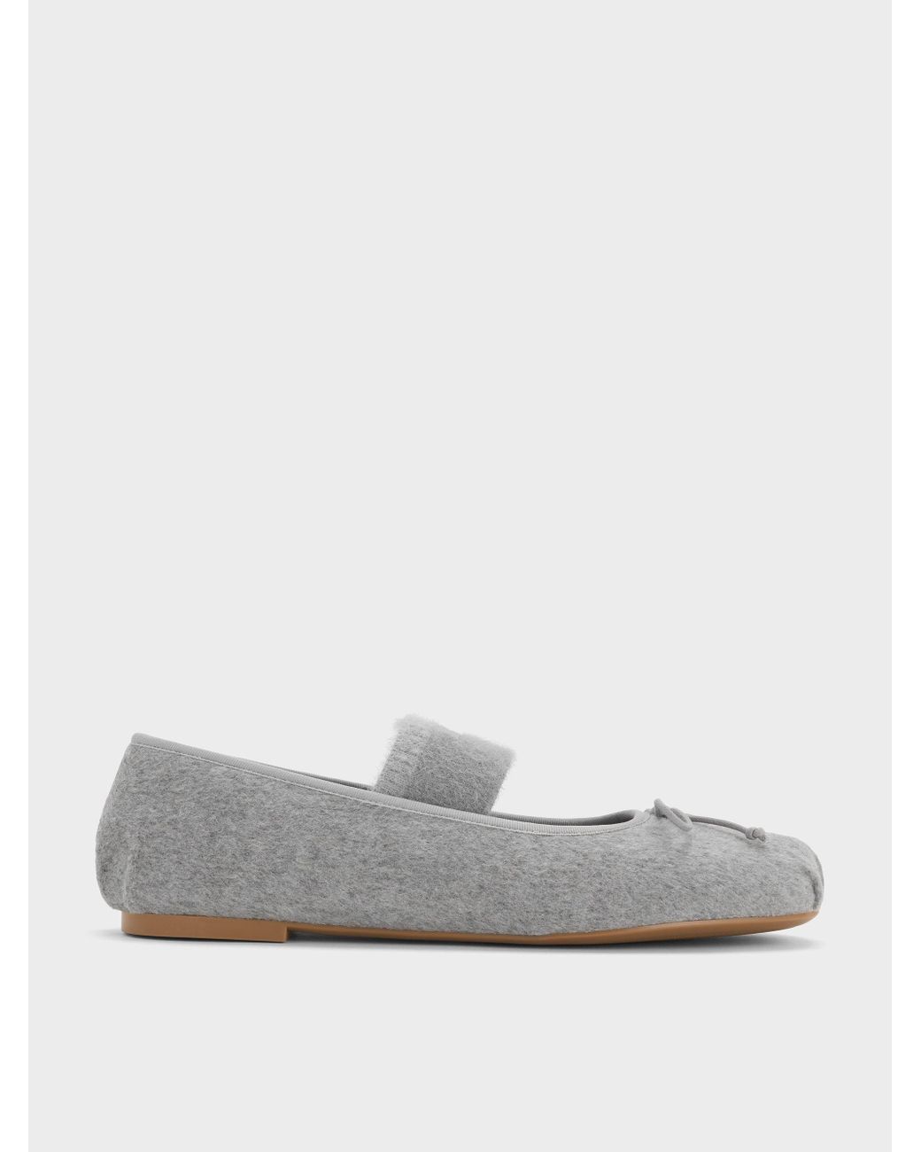 Charles & Keith Winona Felt Mary Jane Flats in Gray | Lyst