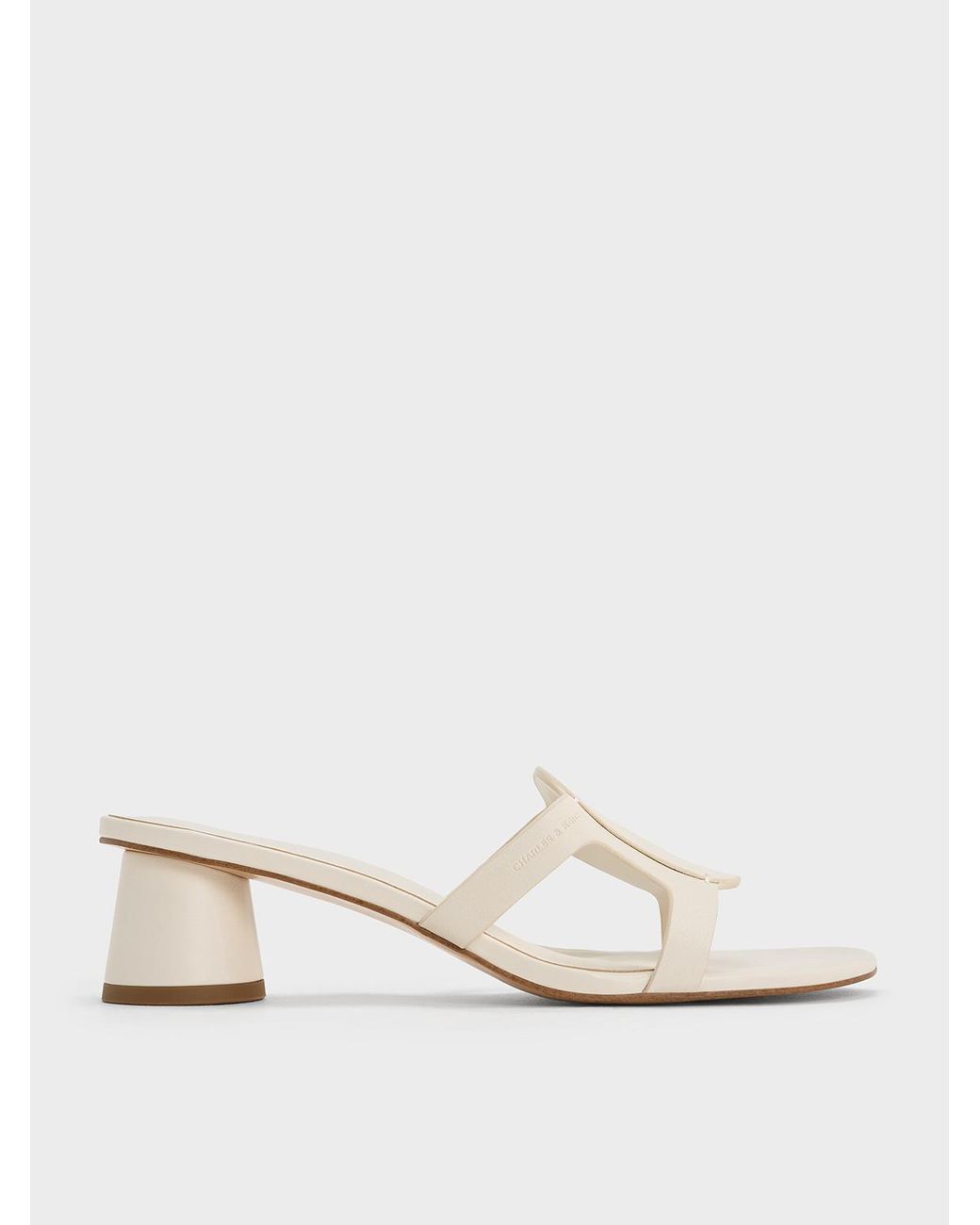 Charles & Keith Easley Cut-out Heeled Sandals in Natural | Lyst