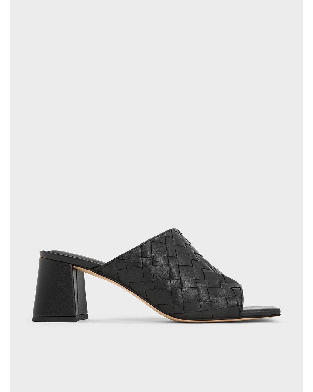 Charles & Keith Ivette Woven Heeled Mules in Black | Lyst