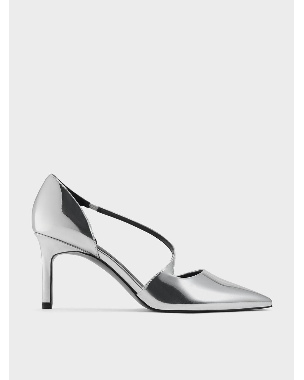 Charles & Keith Metallic Asymmetric-Strap D'Orsay Stiletto Pumps in ...
