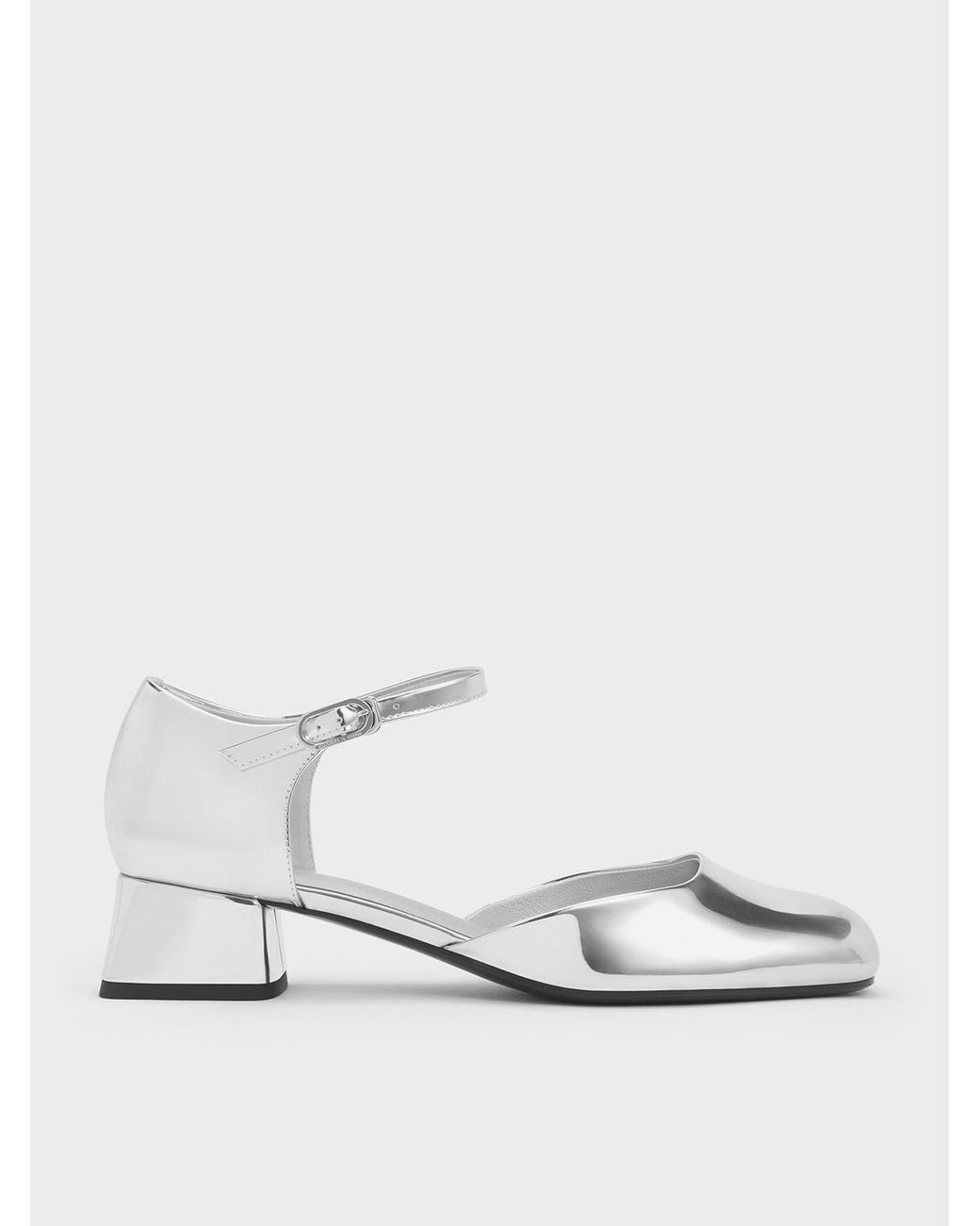 Charles & Keith Metallic D'Orsay Ankle-Strap Pumps in White | Lyst