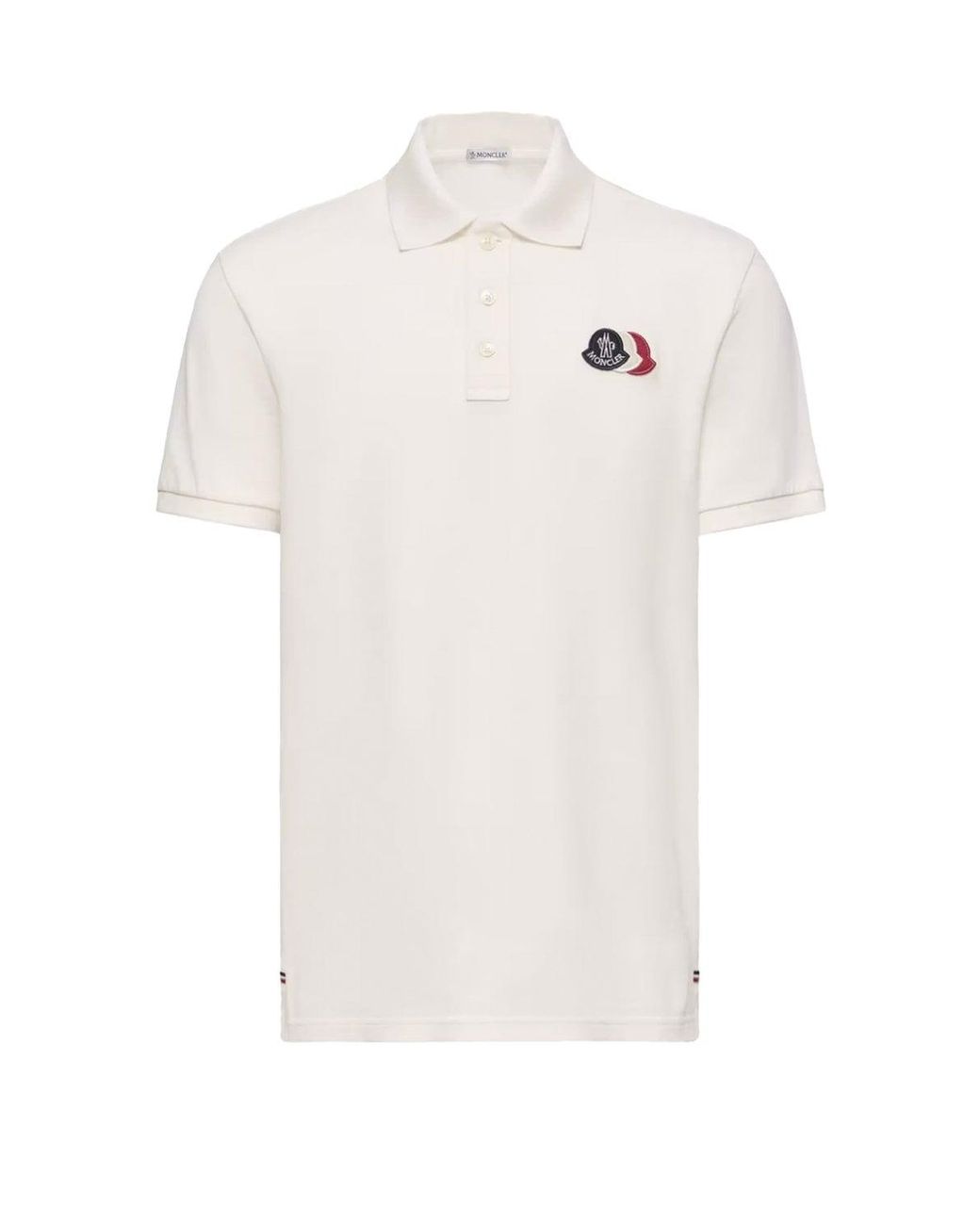 Moncler Triple Logo Polo in White for Men | Lyst UK