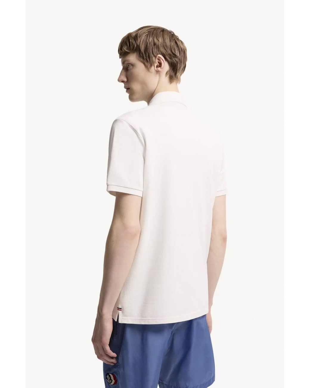 Moncler Triple Logo Polo in White for Men | Lyst UK