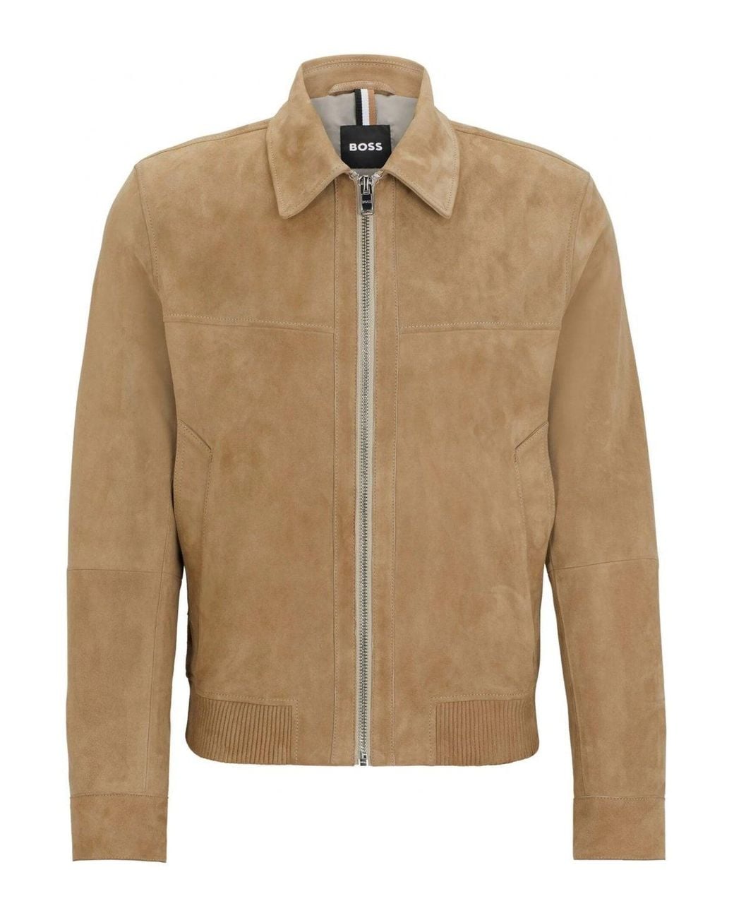 BOSS Malbano 4 Leather Jacket in Natural for Men | Lyst UK