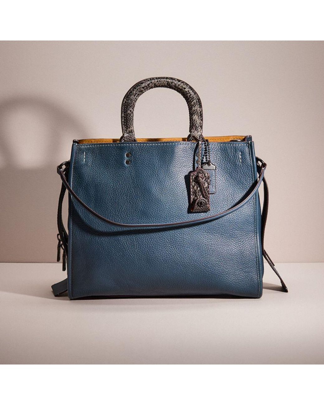 COACH Restored Rogue 36 With Colorblock Snakeskin Detail in Blue | Lyst