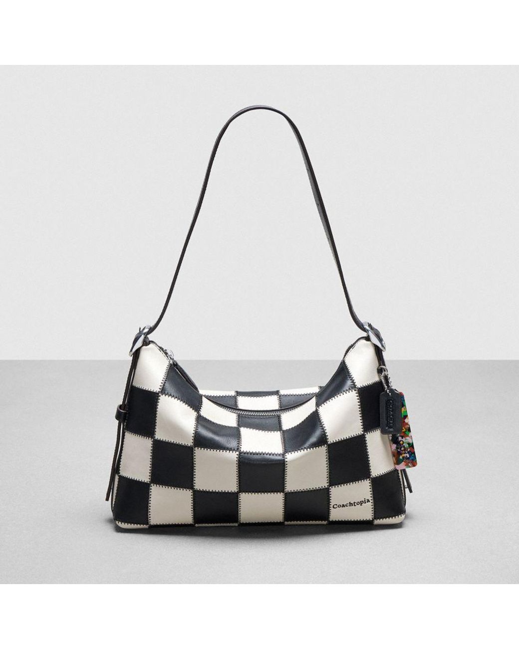 COACH Ego Shoulder Bag In Checkerboard Upcrafted Leather in Black | Lyst