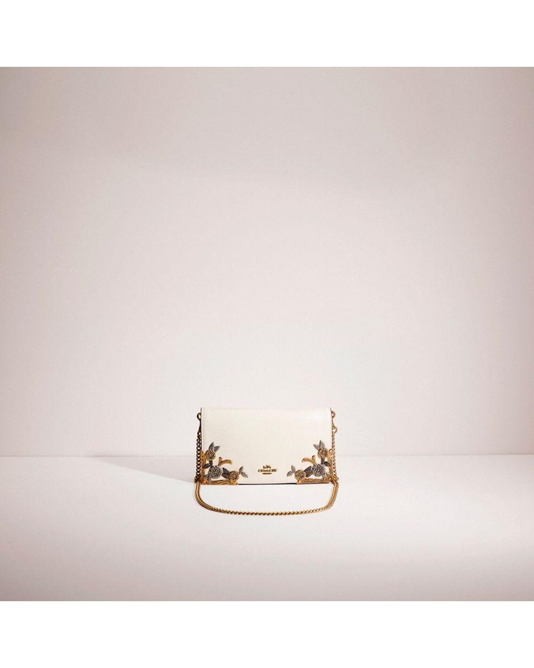 COACH Restored Callie Foldover Chain Clutch With Metal Tea Rose in Pink ...