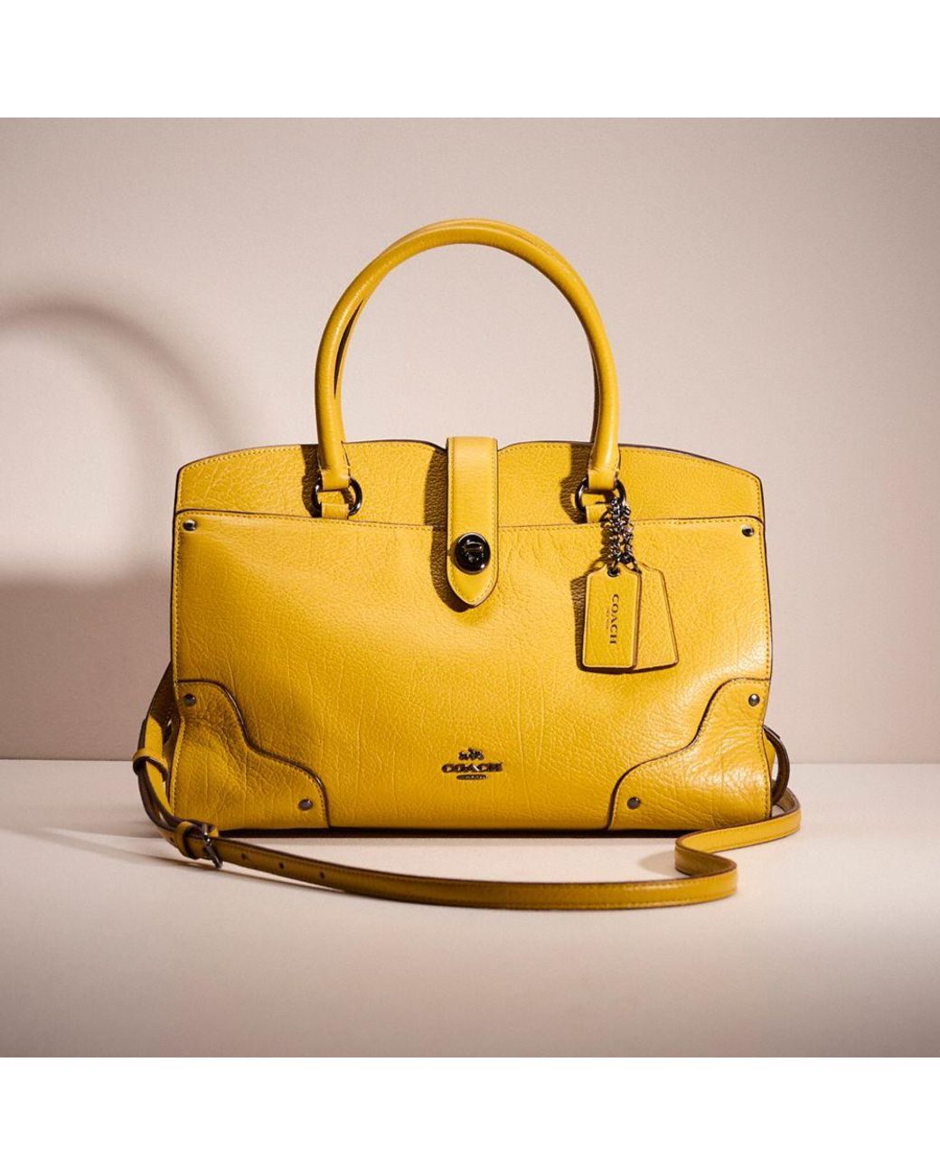 COACH Restored Mercer Satchel 30 in Yellow | Lyst