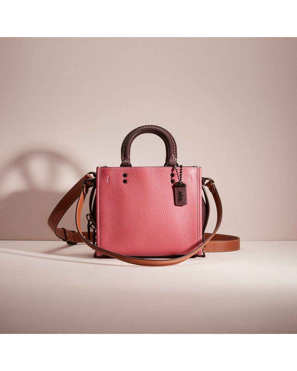 COACH Restored Rogue 20 In Colorblock Regenerative Leather in Pink | Lyst