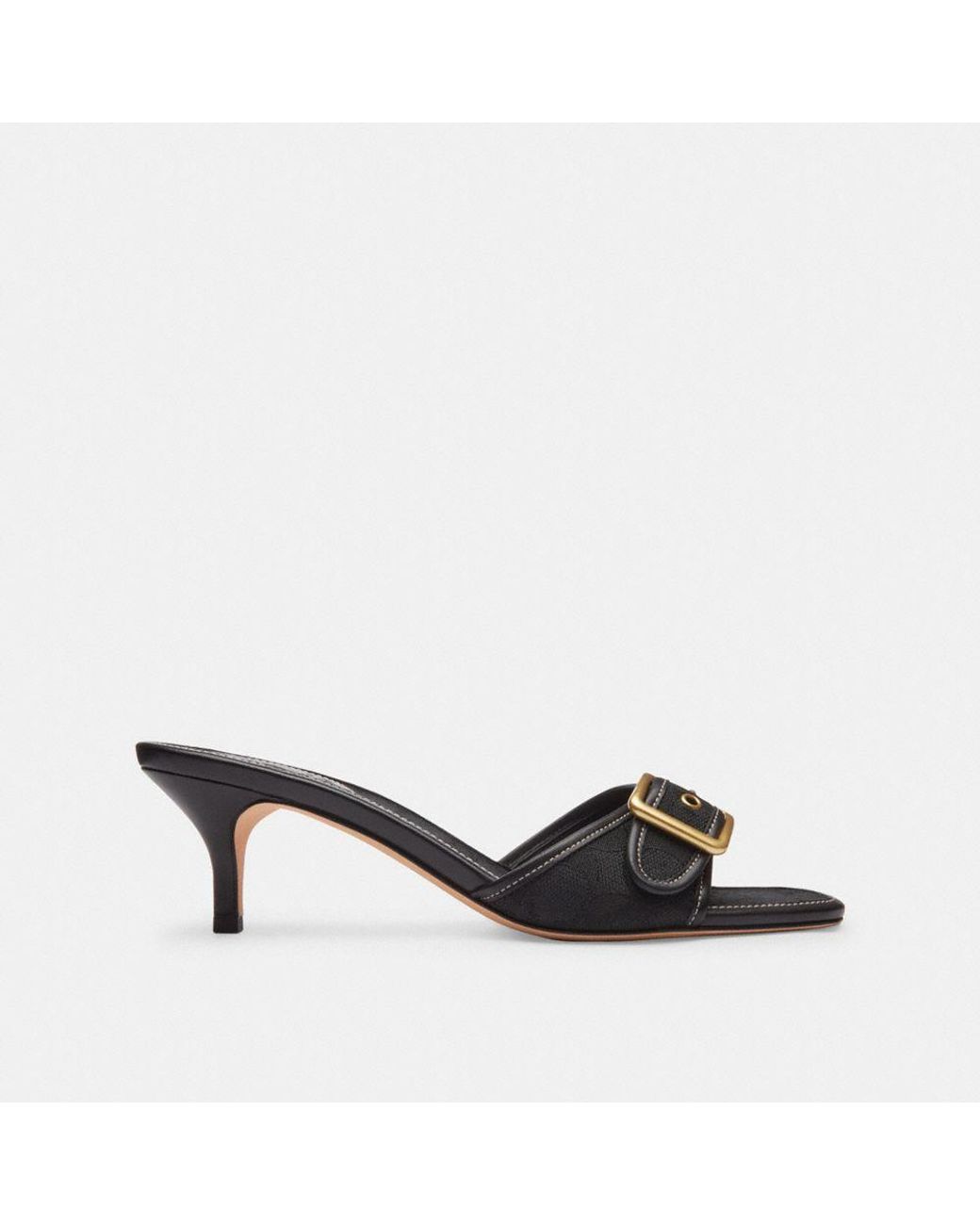 COACH Margot Kitten Heeled Mules in Black | Lyst