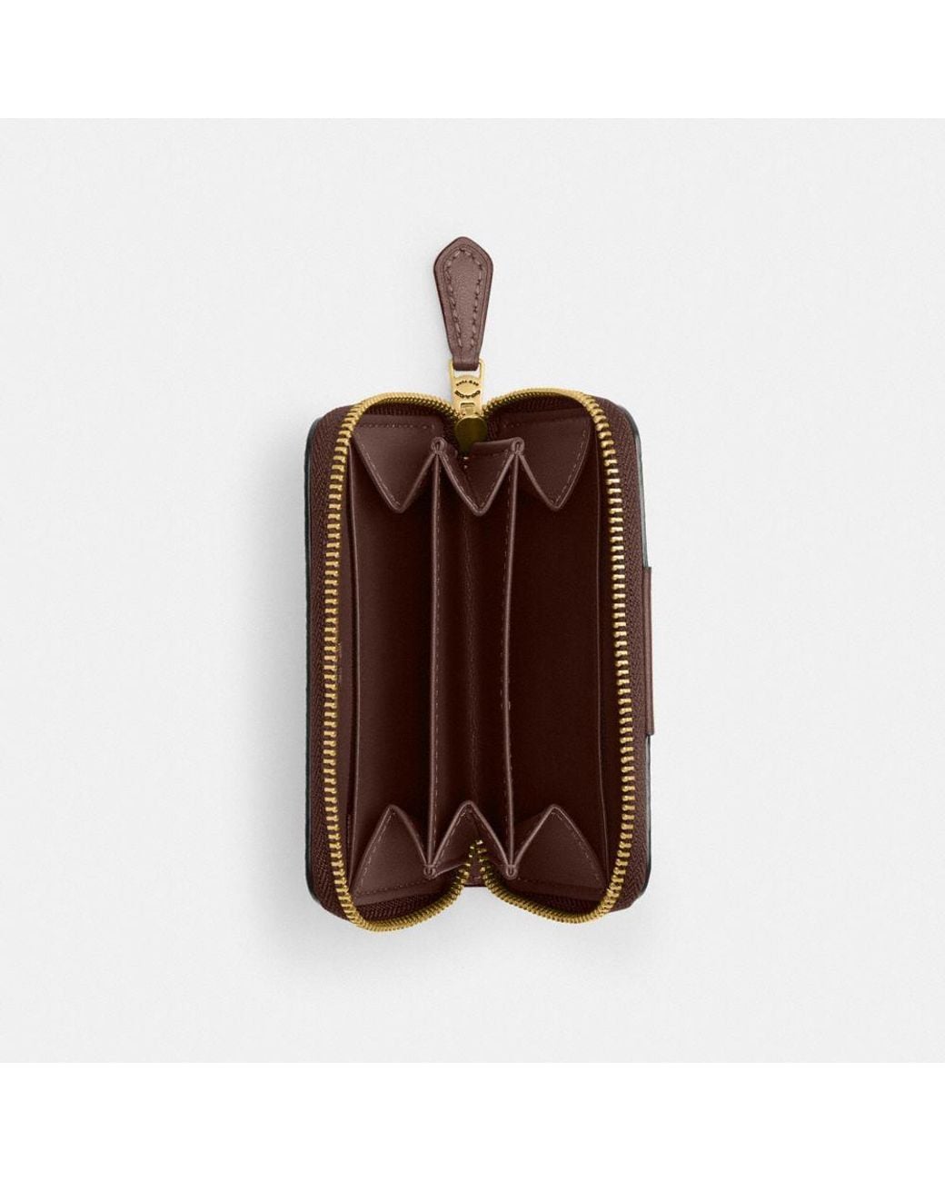 COACH Essential Small Zip Around Card Case In Signature Canvas in Brown ...