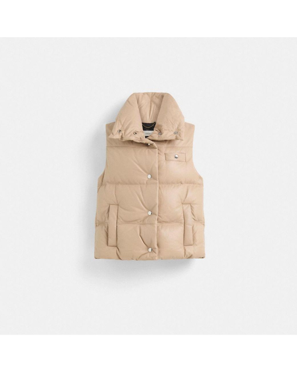 COACH Restored Leather Puffer Vest in Natural | Lyst