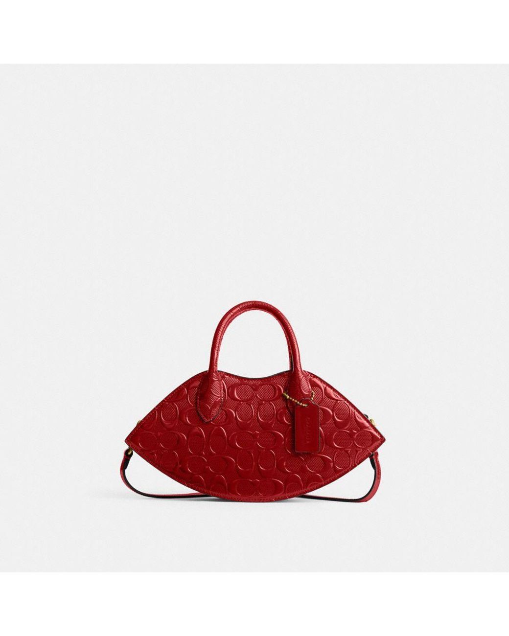 COACH Lip Bag In Signature Leather in Red | Lyst