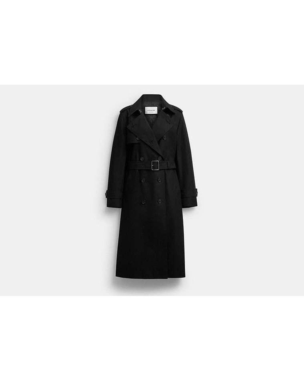 COACH Long Trench Coat in Black | Lyst