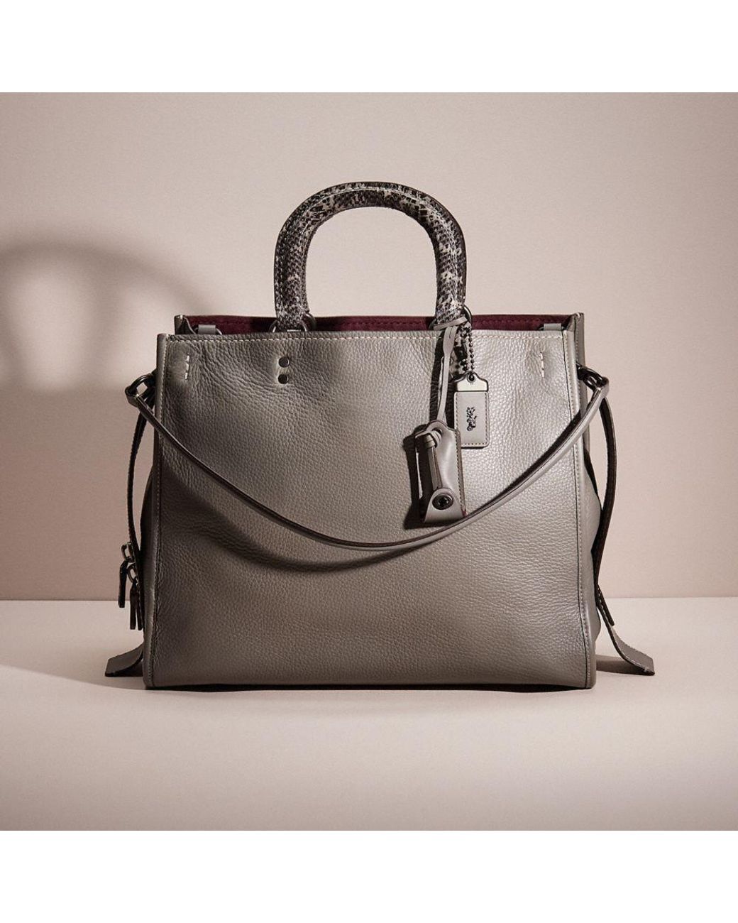 COACH Restored Rogue 36 With Colorblock Snakeskin Detail in Gray | Lyst
