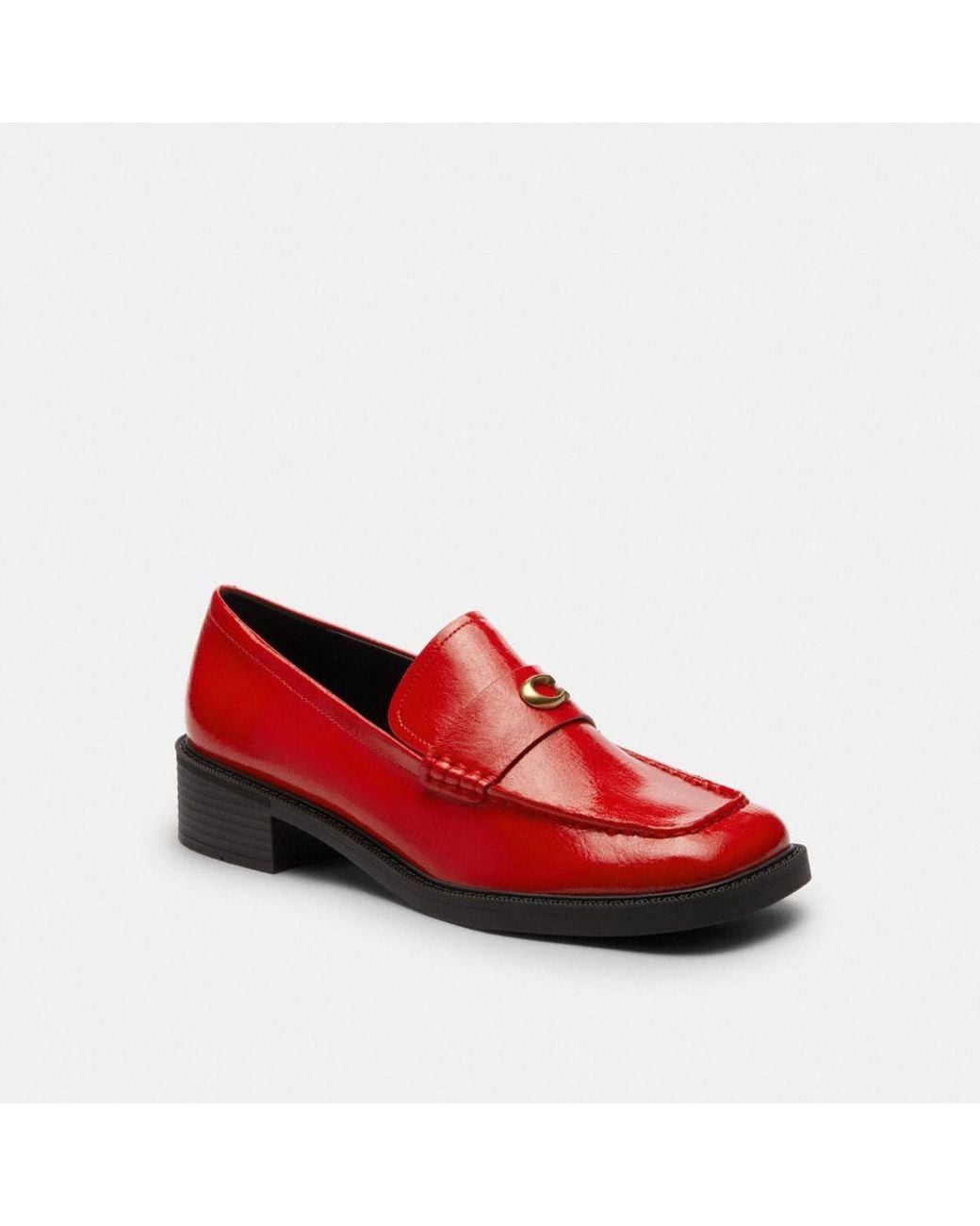 COACH Glazed Leather Penny Loafer Bright Red | Lyst