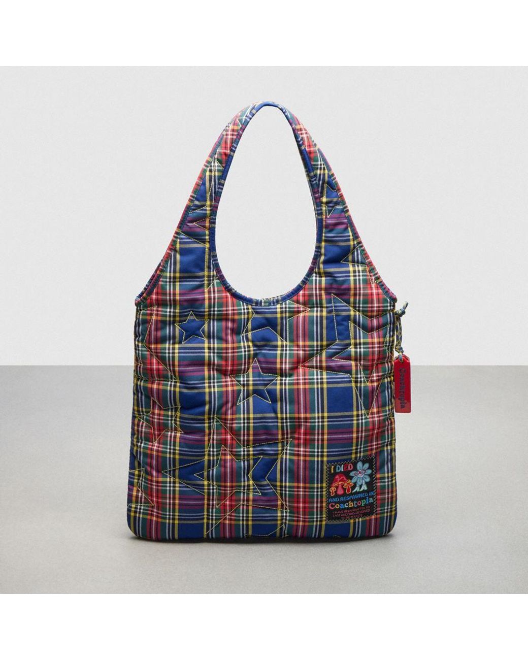 COACH Topia Loop Flat Tote With Plaid Star Quilting in Blue | Lyst