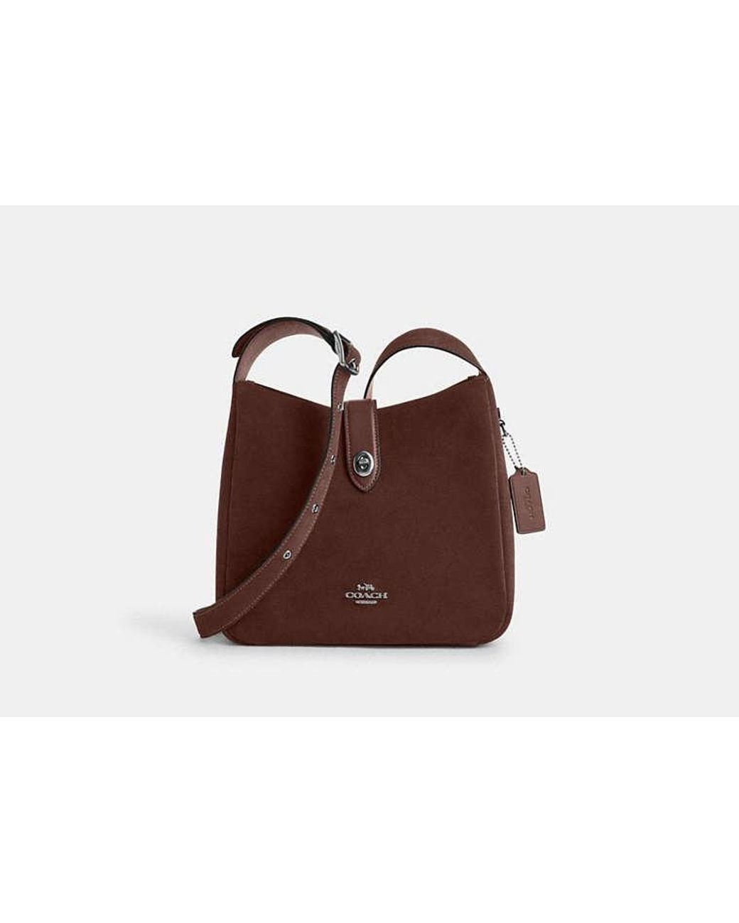 COACH Suede Convertible Top-Handle Crossbody Bag in Brown | Lyst