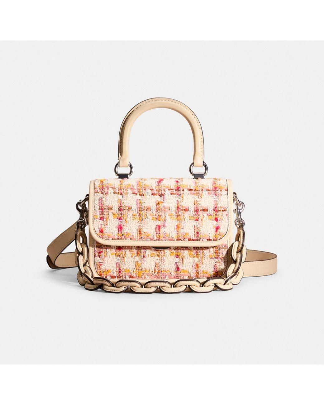 COACH Restored Rogue Top Handle Bag In Tweed in Pink | Lyst