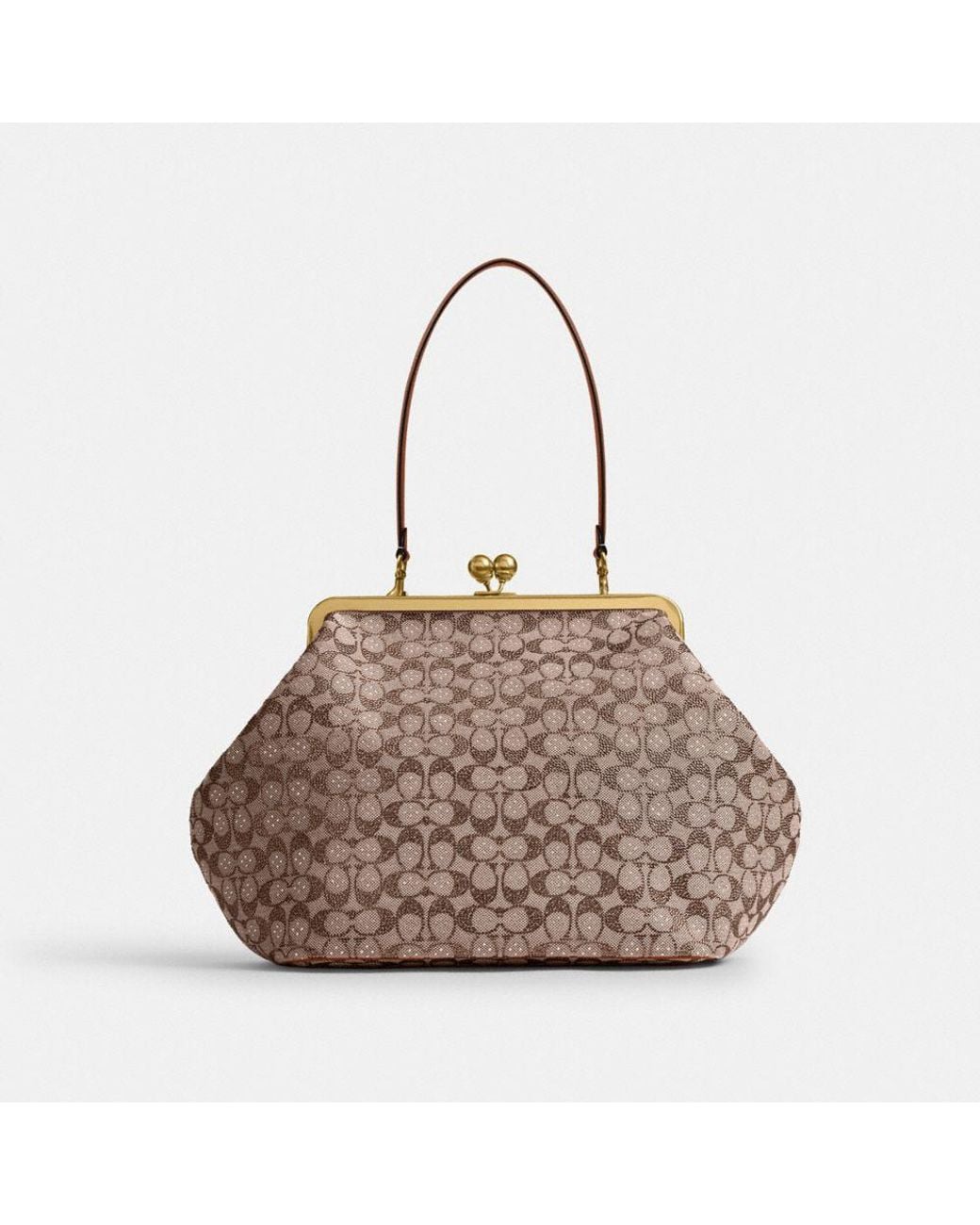 COACH Large Kisslock Frame Bag In Crystal Signature Jacquard in Gray | Lyst