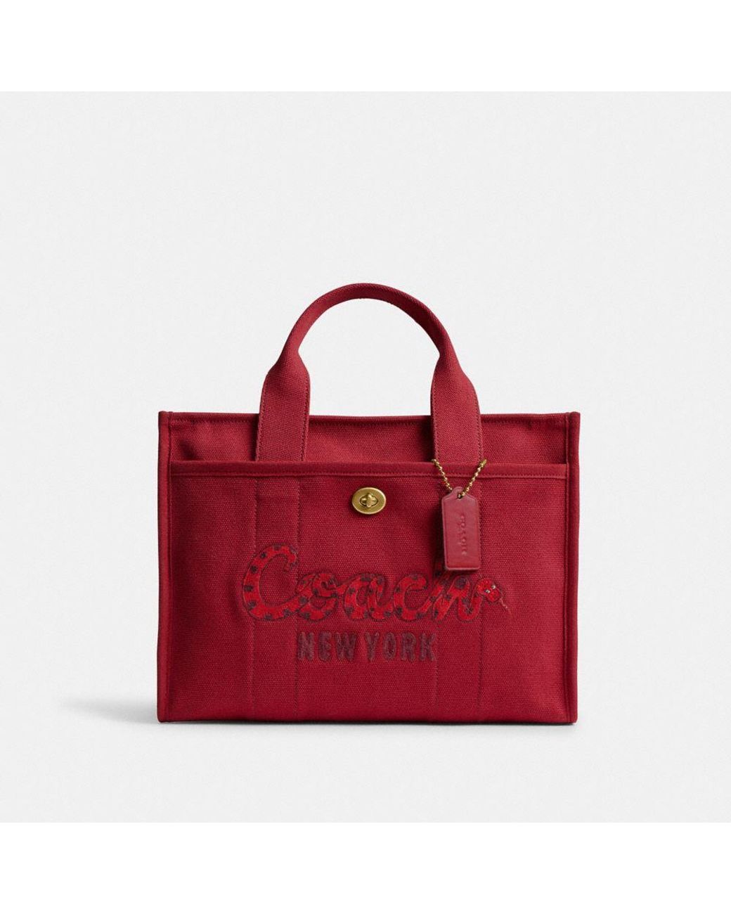 COACH New Year Cargo Tote Bag With Snake Script in Red | Lyst