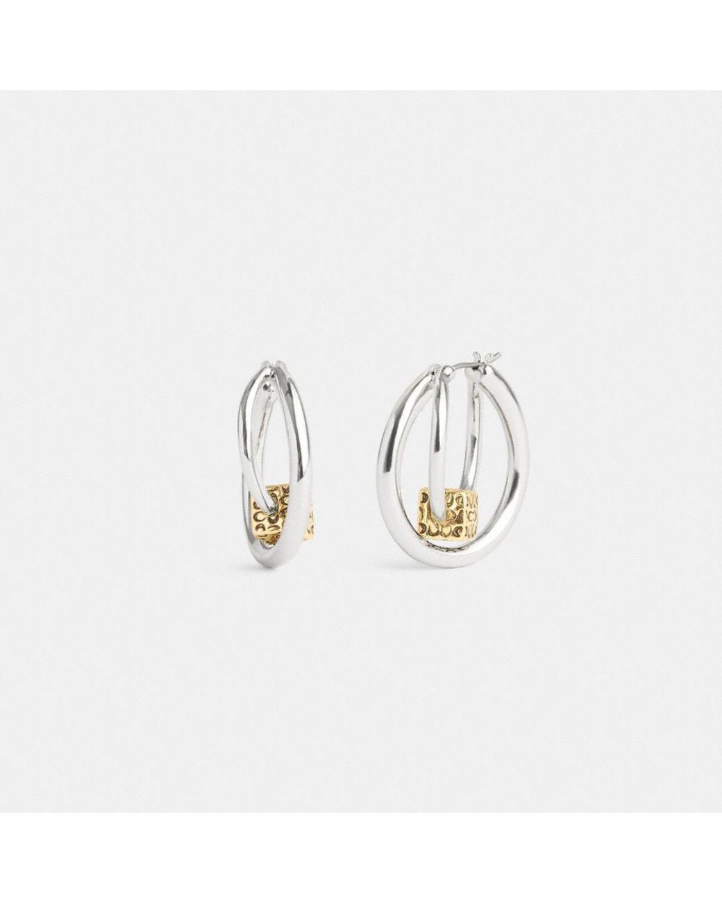 COACH Quilted Cube Double Hoop Earrings in Metallic | Lyst
