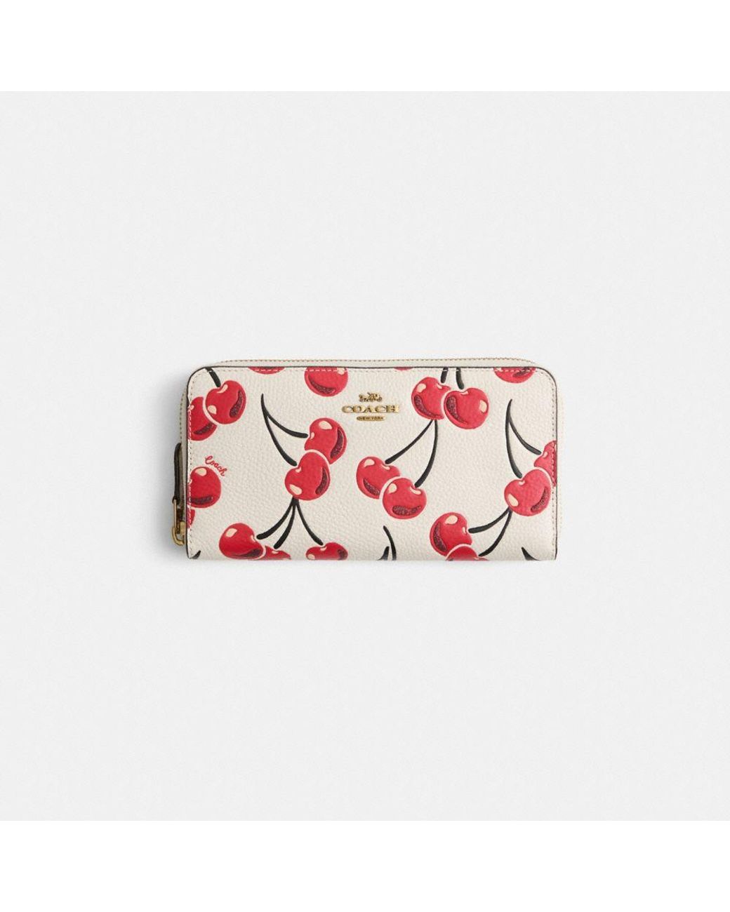 COACH Restored Accordion Zip Wallet With Cherry Print in Pink | Lyst