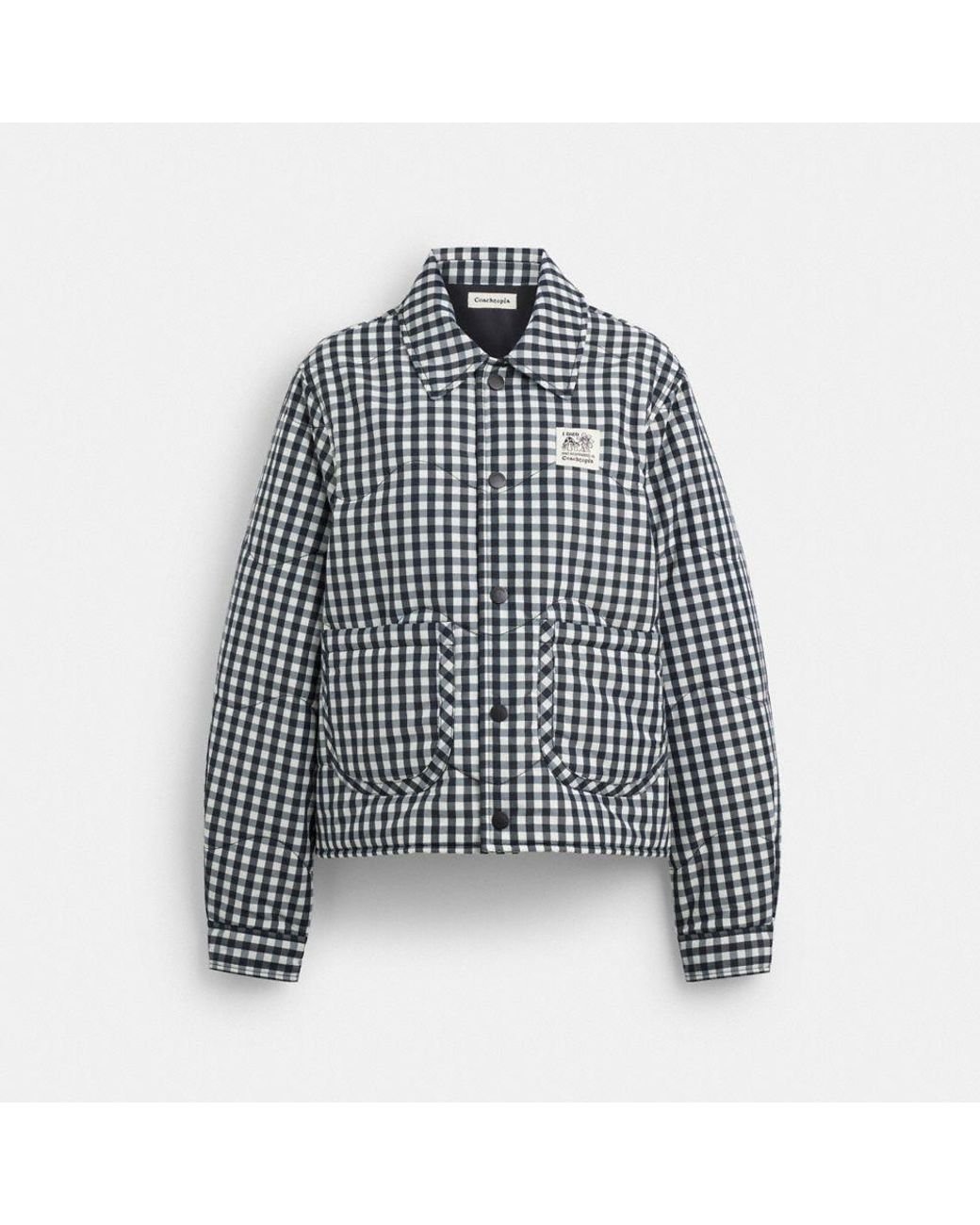 COACH Topia Loop Gingham Quilted Jacket in Black | Lyst