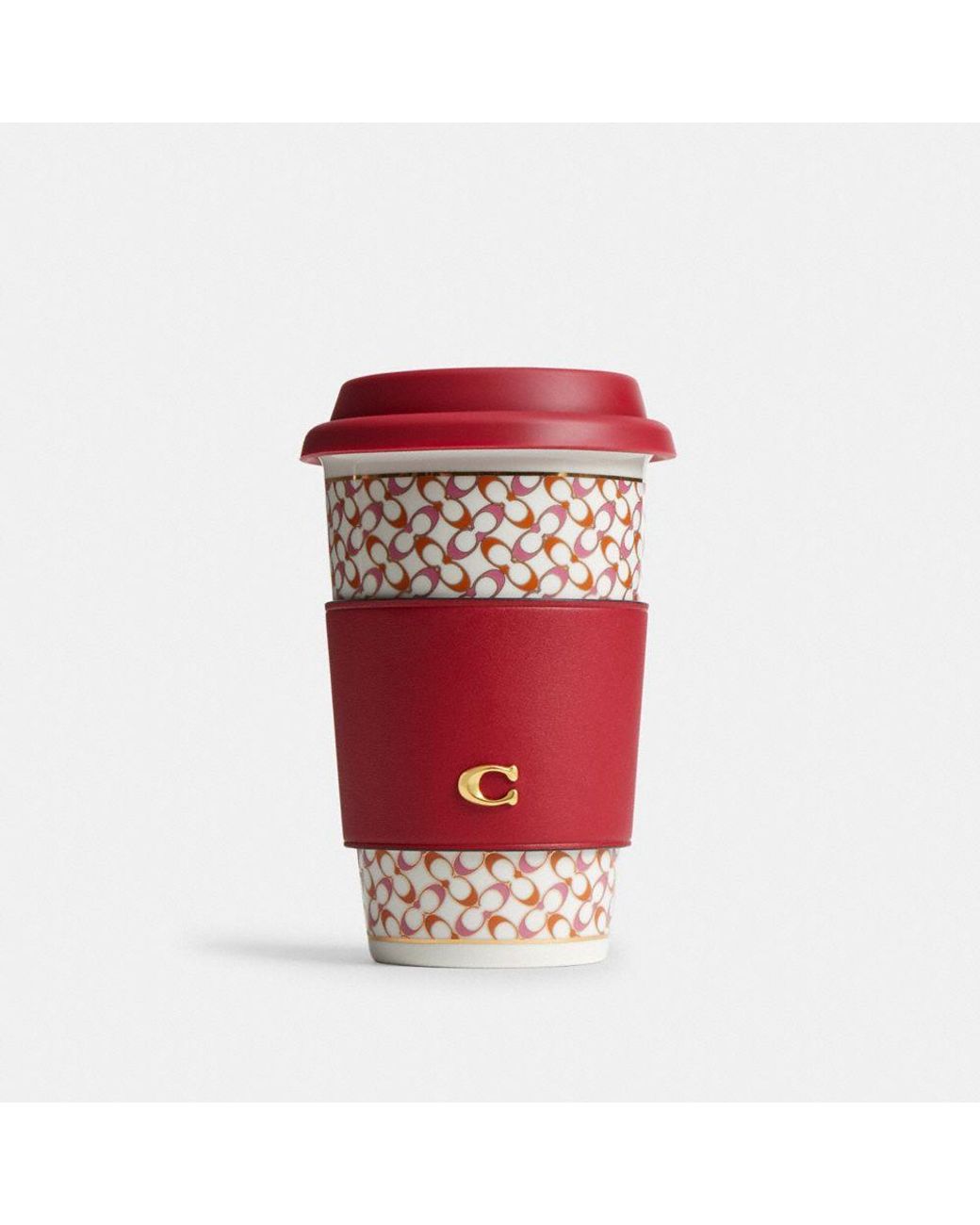 COACH Signature Hot Lidded Cup in Red | Lyst