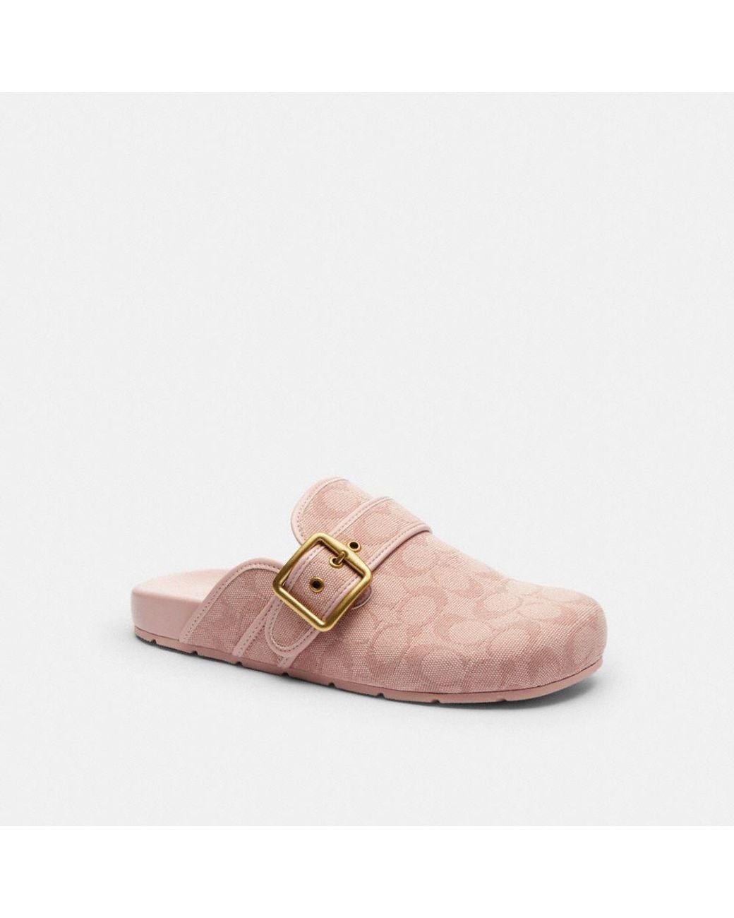 COACH Archival Buckle Clog In Signature Jacquard Canvas in Pink | Lyst