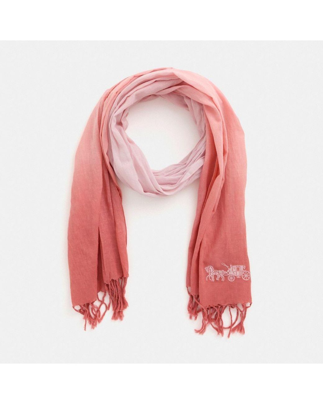 COACH Restored Dip Dye Linen Oblong Scarf in Pink | Lyst