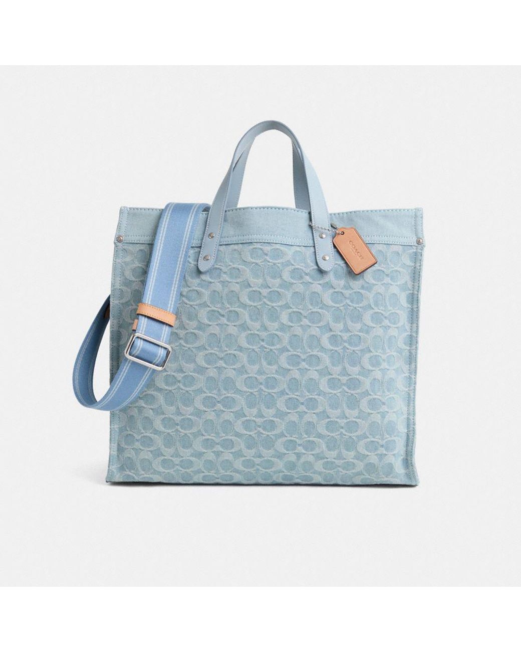 COACH Restored Field Tote 40 In Signature Denim in Blue for Men | Lyst