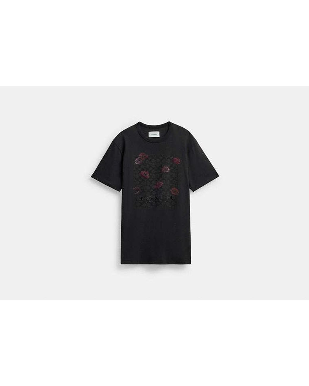 COACH Signature Square Kiss Print T Shirt In Organic Cotton in Black | Lyst