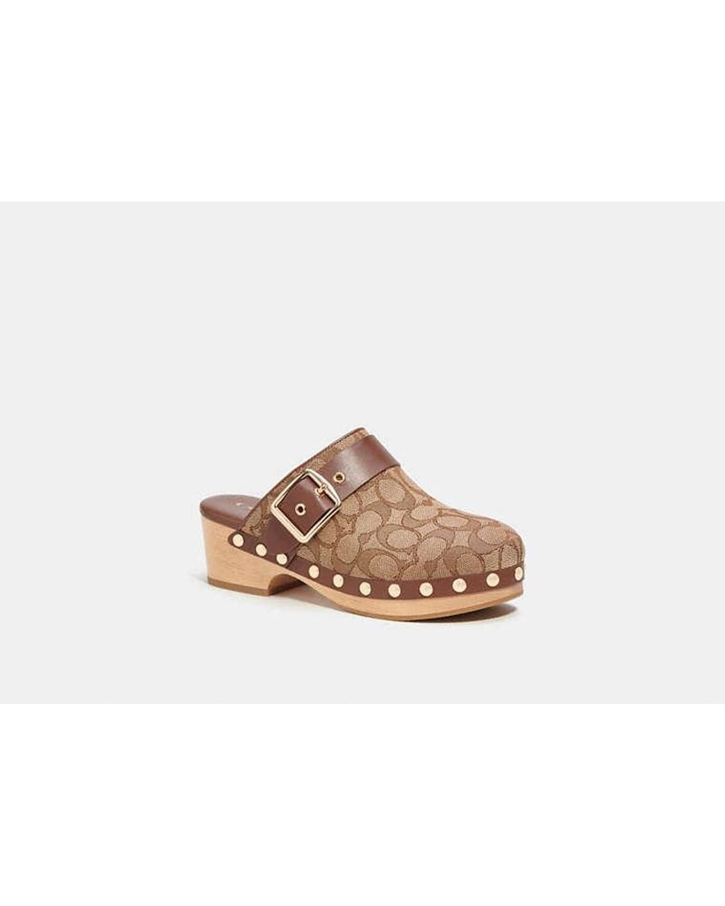 COACH Faryn Clog In Signature Jacquard in Brown | Lyst