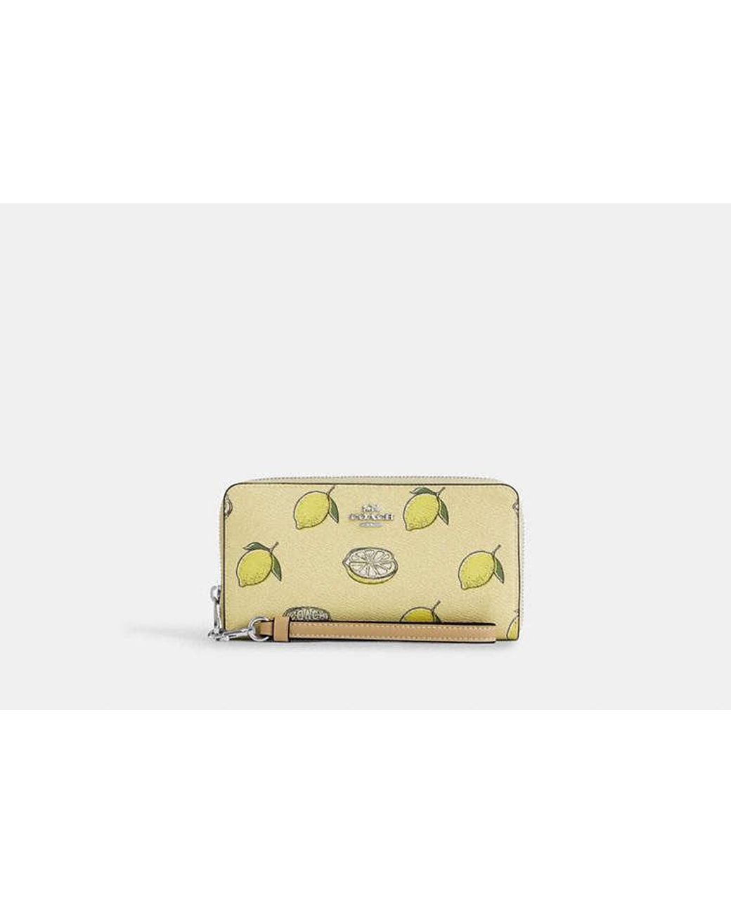 COACH Long Zip Around Wallet With Lemon Print in Black | Lyst