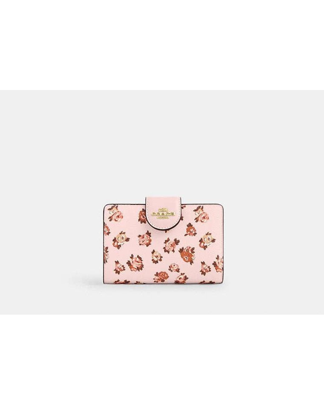 COACH Medium Corner Zip Wallet With Rosette Print in Black | Lyst