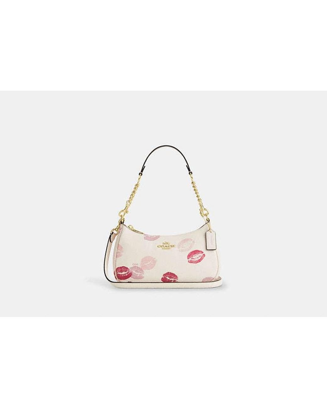 COACH Teri Shoulder Bag With Lips Print in Black | Lyst